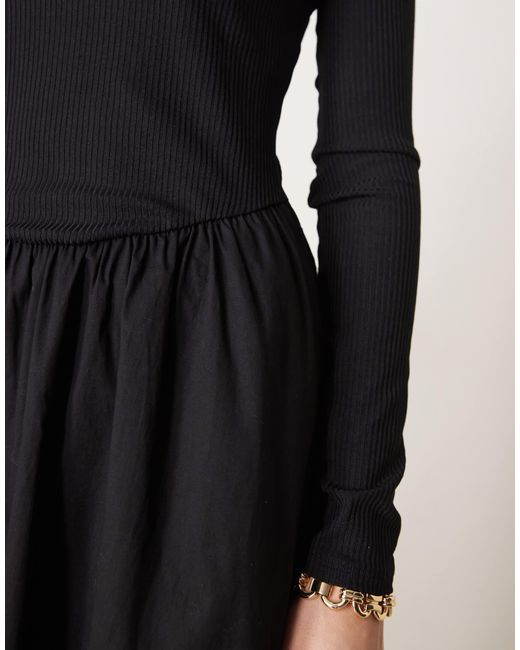 ASOS Ribbed Hybrid Maxi Dress in Black | Lyst