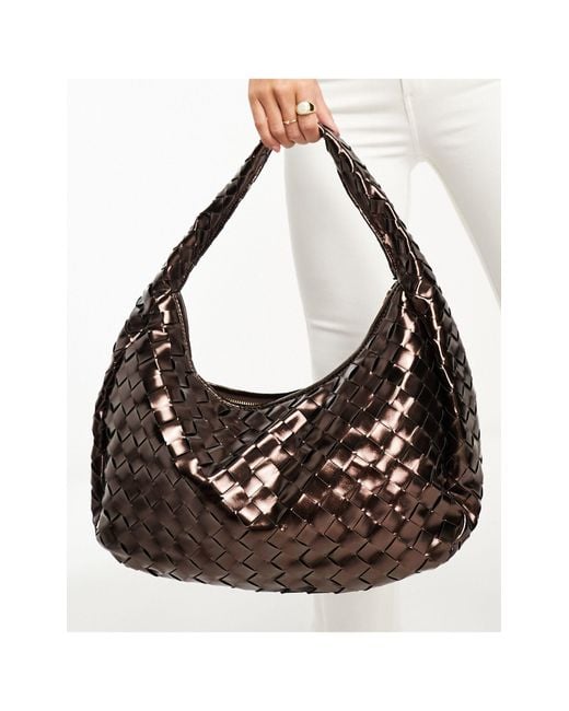 Glamorous Woven Oversized Shoulder Bag in Black | Lyst