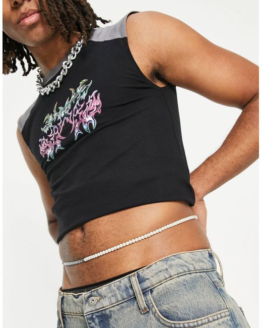 ASOS – farbene festival-bauchkette mit perlen- und panzerkette im halb ... ASOS – farbene festival-bauchkette mit perlen- und panzerkette im halb ...