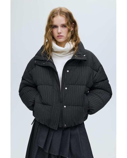 Pull&Bear Pinstripe Padded Jacket in Blue | Lyst UK