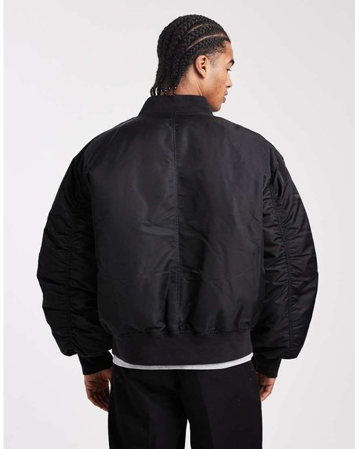 ASOS Oversized Bomber Jacket in Black for Men | Lyst UK