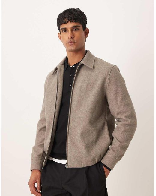 Mango Zip Through Harrington Jacket in Natural for Men | Lyst UK