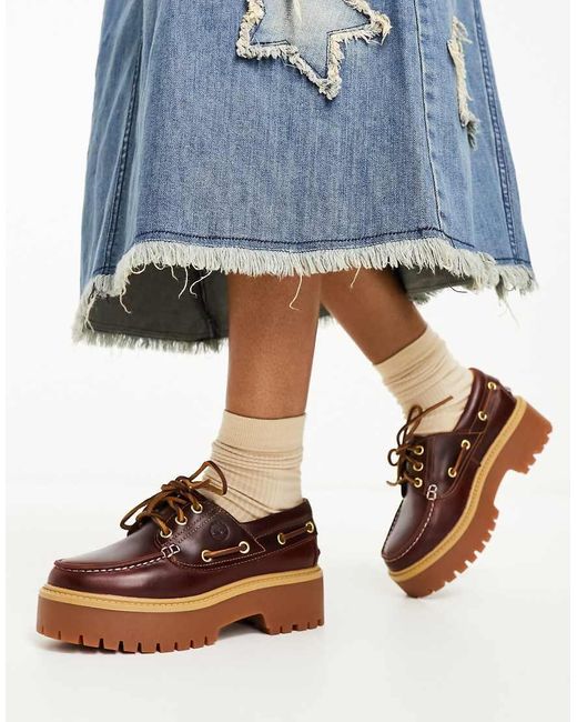 Timberland Stone Street Platform 3 Eye Boat Shoes in Blue | Lyst UK