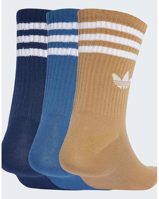 adidas Originals 3-Stripes Crew Socks 3 Pairs in Blue | Lyst UK