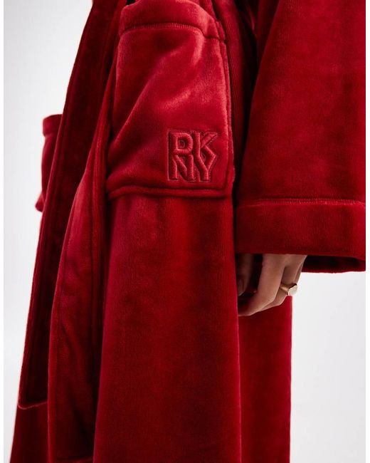DKNY Folded Long Robe in Red | Lyst UK