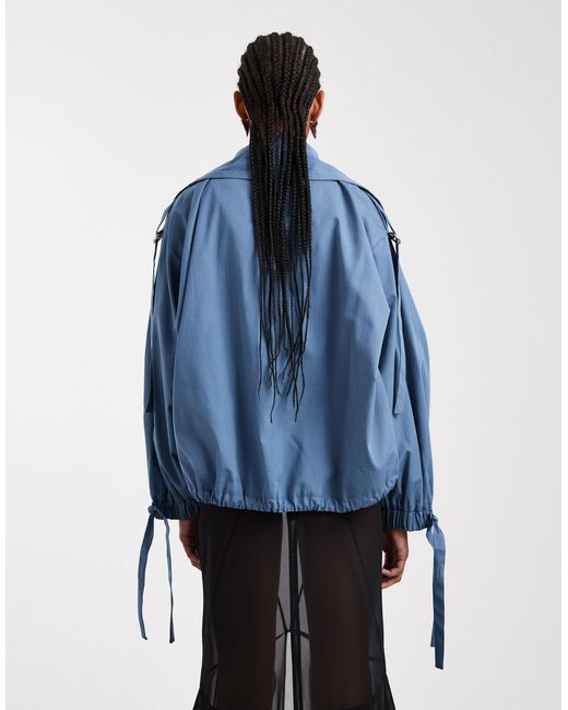 ASOS Utility Funnel Neck Jacket in Blue | Lyst