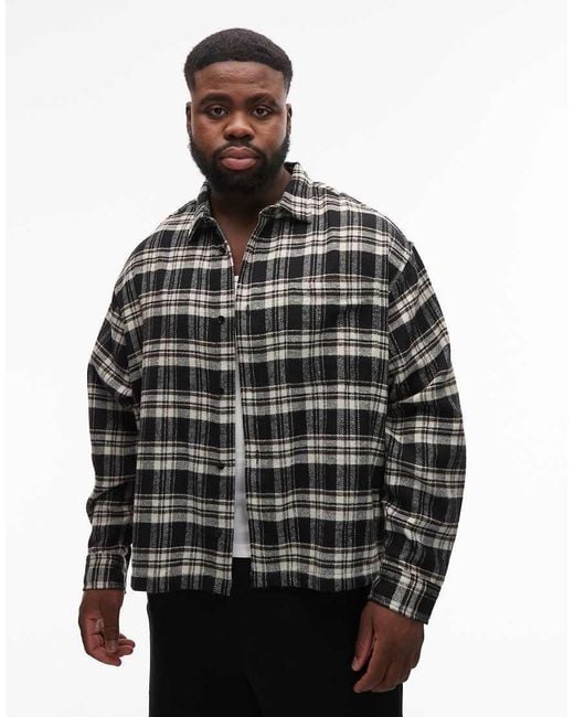 ASOS Boxy Oversized Vintage Look Flannel Check Shirt in Grey for Men ...