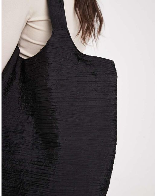 Pieces Large Plisse Tote Bag in Black | Lyst UK