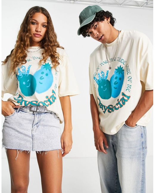 Asos Asos Daysocial Unisex Oversized T Shirt With Graphic Front Print