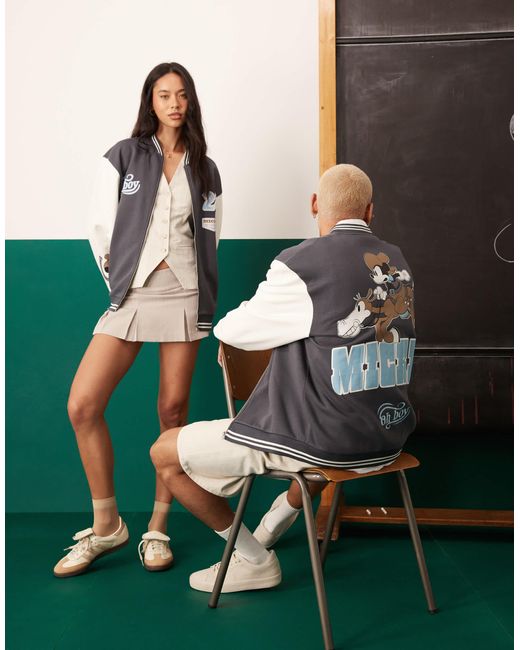 ASOS Disney Unisex Oversized Bomber With Mickey Mouse Print in Green ...