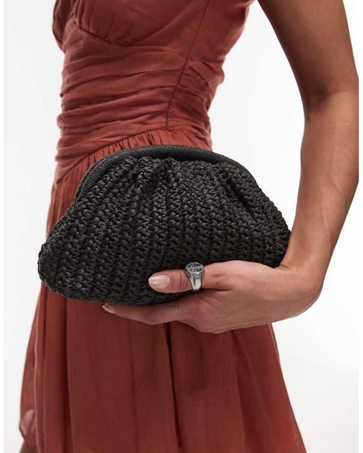 Mango Raffia Clutch Bag in Red | Lyst UK