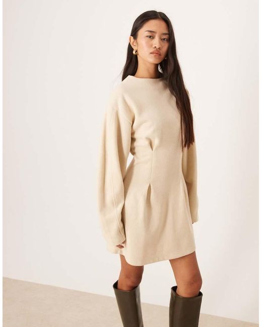 ASOS Supersoft Cinched Waist Mini Dress in Natural | Lyst UK