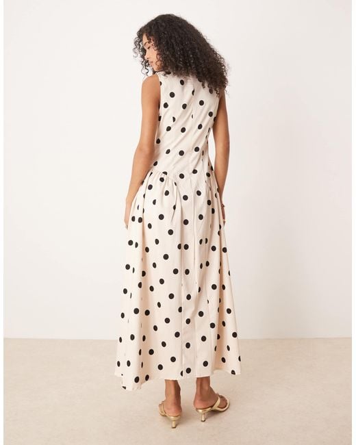 ASOS Corset Seam Detail Maxi Dress in Natural | Lyst