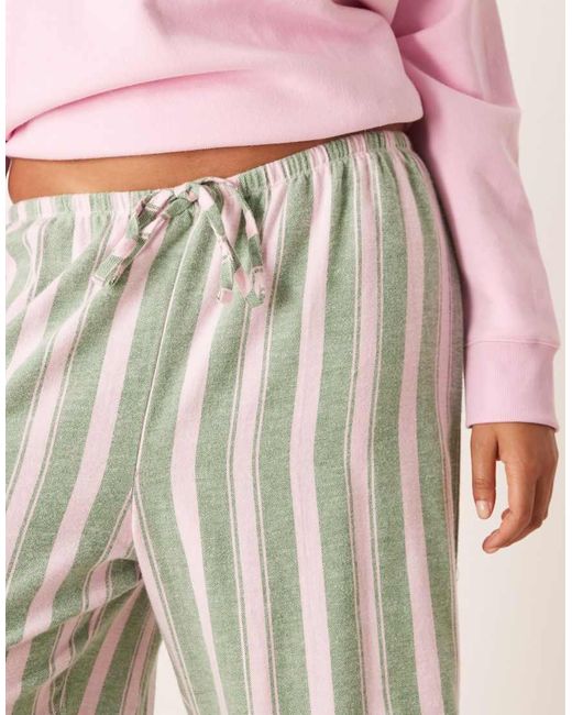 ASOS Asos Design Curve Logo Jersey Sweatshirt Pyjama Set With Woven ...