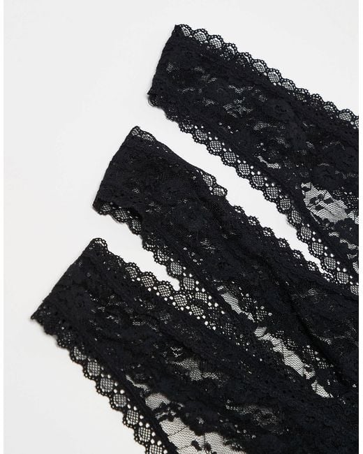ASOS Asos Design Curve 3 Pack All Over Lace Lingerie Thong in Black | Lyst