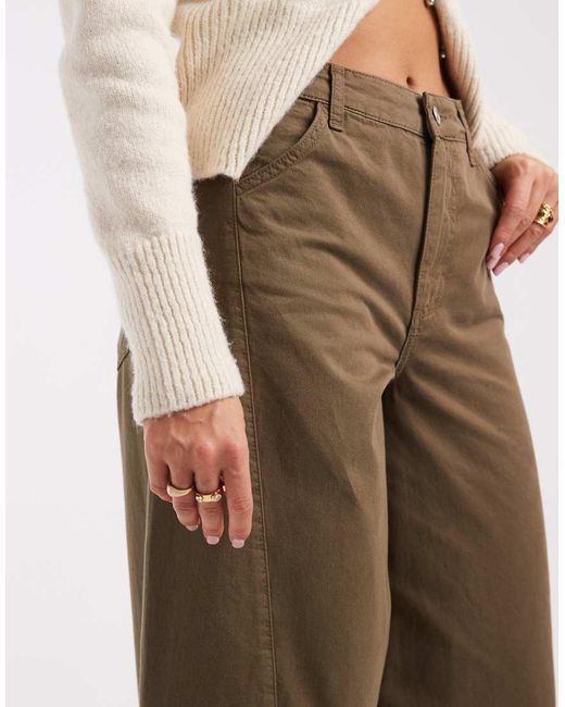 ASOS Paper Touch Barrel Leg Trouser in Natural | Lyst UK