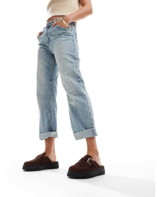 London Rebel London Rebel Robin Wide Fit Sling Back Mules in Blue | Lyst UK