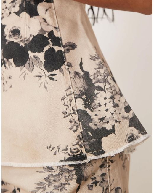 ASOS Peplum Top Co-ord in Natural | Lyst