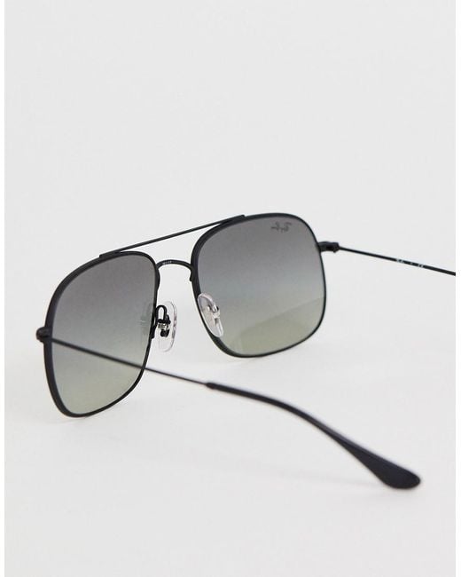 Ray-Ban 0rb3595 Square Aviator Sunglasses in Black for Men - Lyst