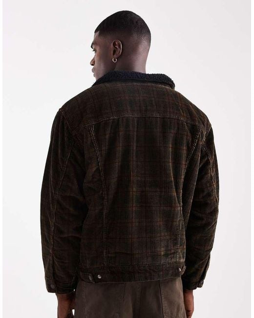Levi's Relaxed Fit Sherpa Check Cord Trucker Jacket in Black for Men ...