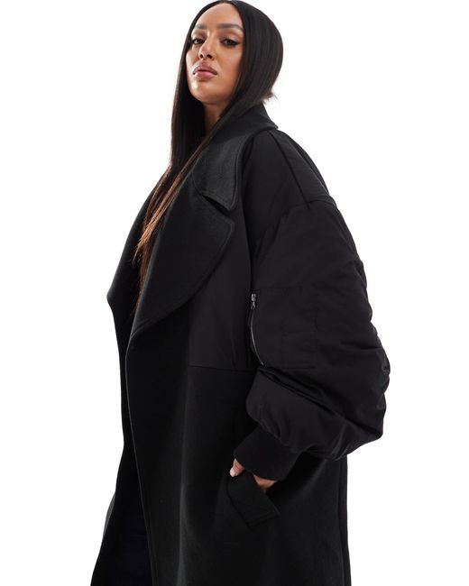 ASOS Asos Design Curve Spliced Formal Bomber Coat in Blue | Lyst