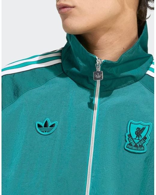 adidas Originals Liverpool Fc Terrace Icons Half-Zip Jacket in Green ...