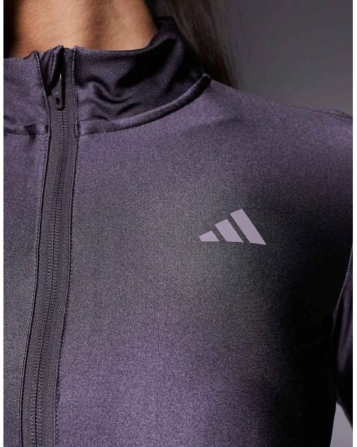 adidas Originals Adidas Training Hyperglam High Shine Zip Top in Purple ...