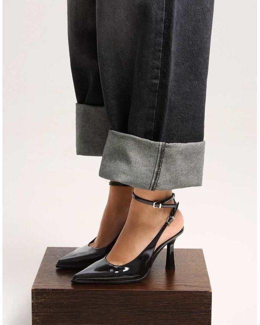 Bershka Heeled Slingback Strap Shoes in Black | Lyst UK