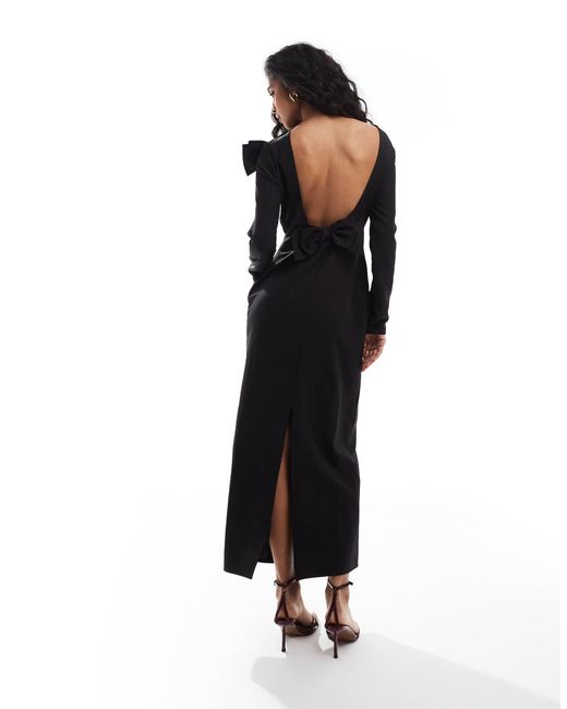 The Frolic Exclusive Bow Detail Cut Out Maxi Dress in Black | Lyst