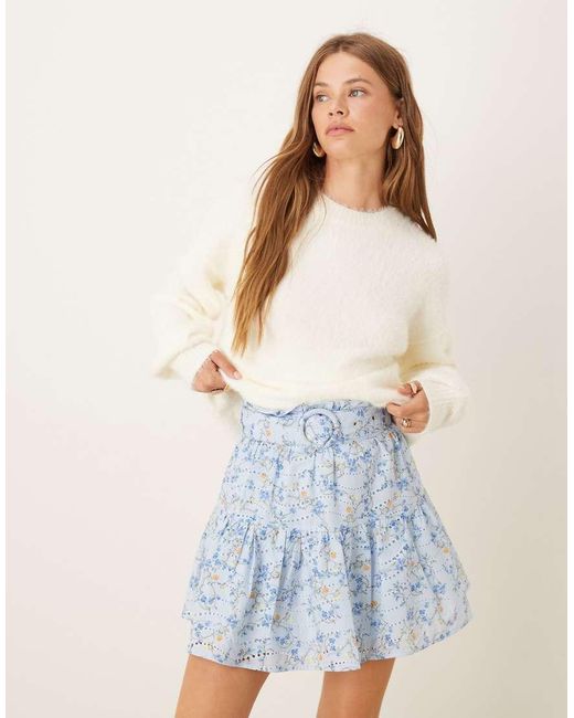 Collective The Label Belted Mini Skirt in Blue | Lyst UK
