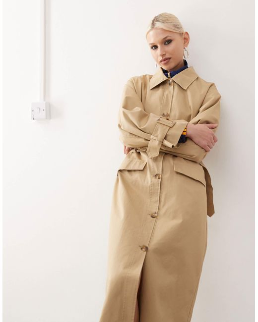 Reclaimed (vintage) Mac Trench With Belt And Cape Detail in Natural | Lyst