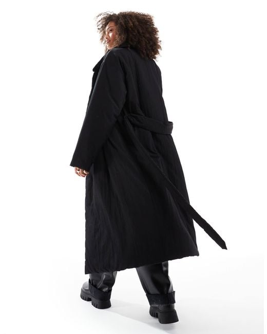 ASOS Clean Longline Puffer Coat in Black | Lyst