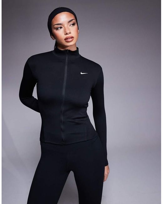 Nike Nike One Training Full Zip Fitted Long Sleeve Top in Blue | Lyst UK