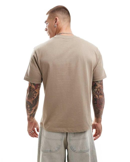ASOS Essential Heavyweight Boxy T-Shirt 240Gsm in Brown for Men | Lyst UK