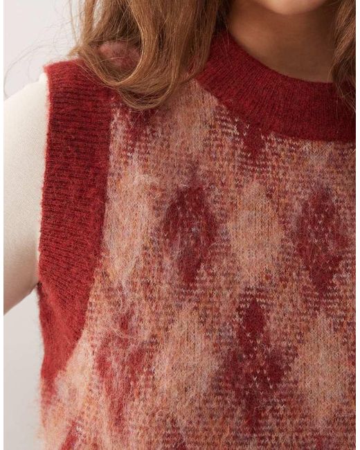 Reclaimed (vintage) Brushed Knitted Vest in Red | Lyst UK
