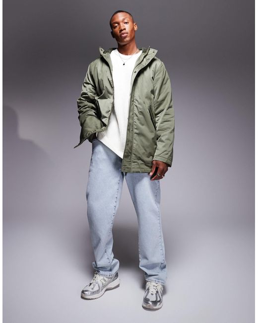 ASOS Wadded Borg Lined Parka in Green for Men | Lyst