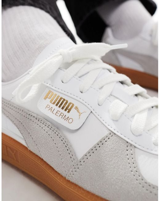 PUMA Palermo Leather Sneakers With Gum Sole in White for Men | Lyst