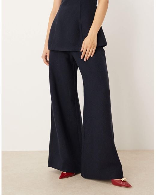 ASOS Tailored Super Wide Leg Boucle Pants in Blue | Lyst