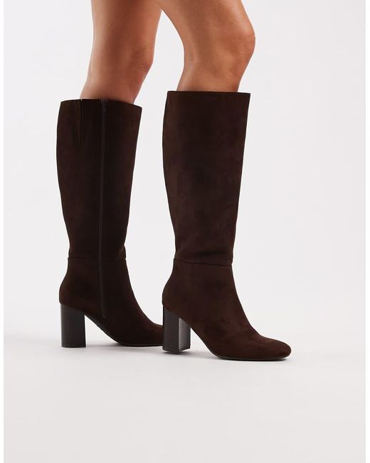 New Look Suedette Block Heeled Boots in Black | Lyst UK