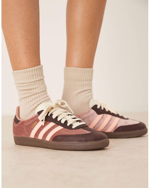 adidas Originals Samba Velvet Sneakers in Natural | Lyst