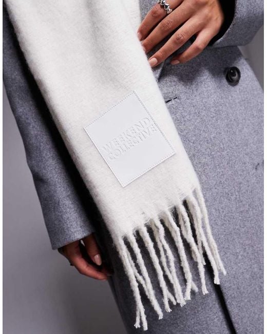 ASOS Weekend Collective Fluffy Scarf in Grey | Lyst UK