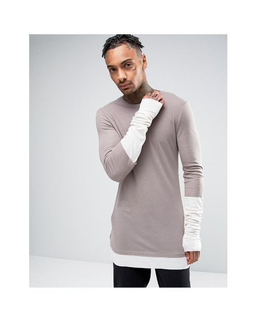 Asos Asos Super Longline T Shirt With Double Layer Effect And Super