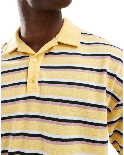 Collusion Boxy Striped Polo T-shirt in Metallic for Men | Lyst