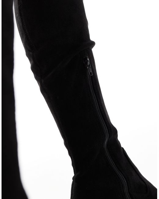 ASOS Kaz Chunky Heeled Over The Knee Boots in Black | Lyst