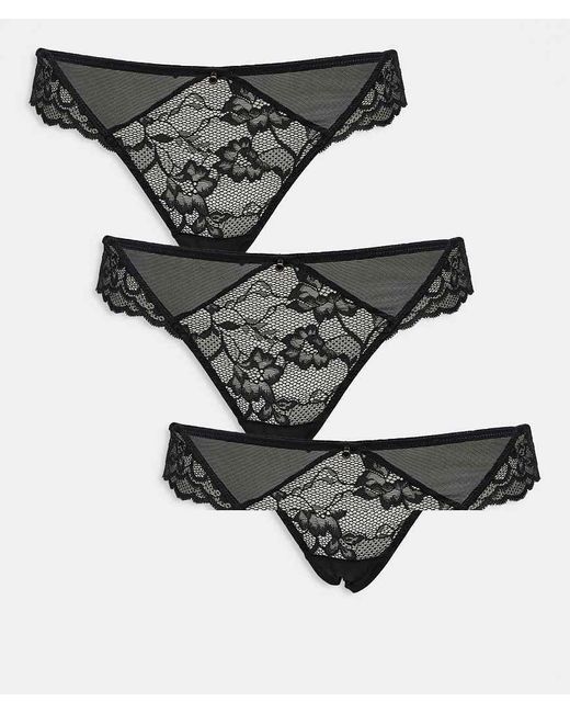Ann Summers Sexy Lace 3 Pack Brazilians in Black | Lyst UK