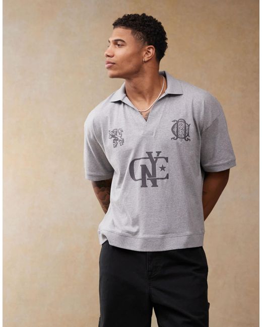 ASOS Boxy Oversized Polo With Sports Graphics in Gray for Men | Lyst