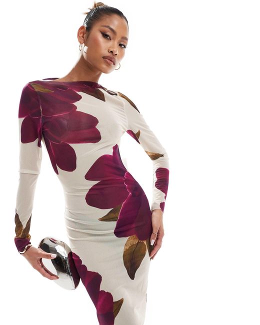 Murci Exclusive Mesh Maxi Dress in Red | Lyst