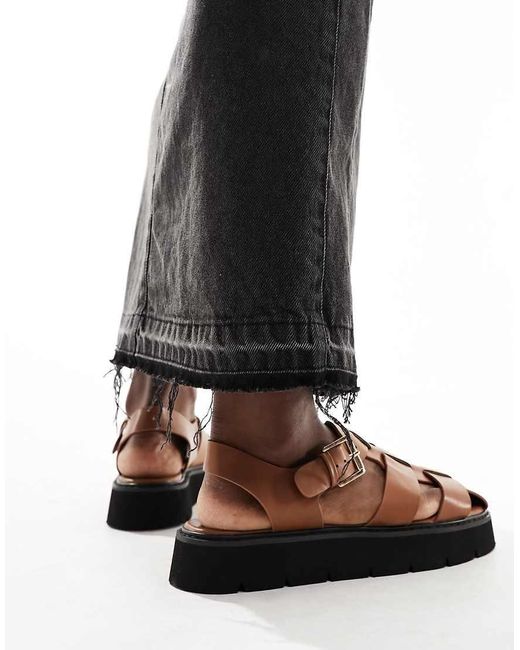 French Connection Flatform Cage Sandals in Black | Lyst UK