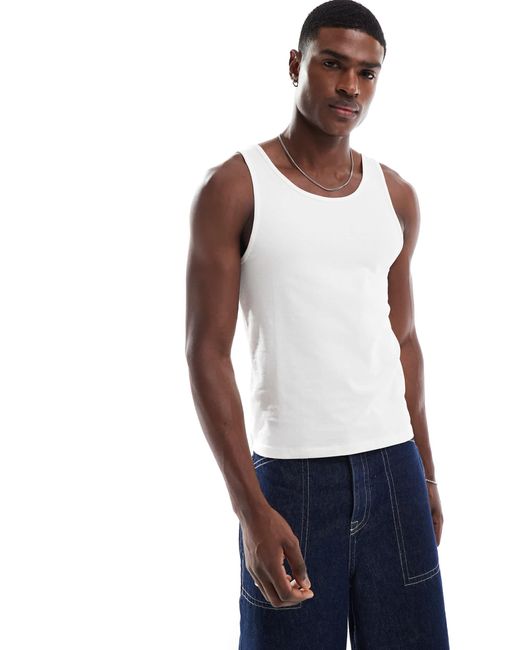 ASOS Muscle Vest With Mid Scoop Neck in White for Men | Lyst