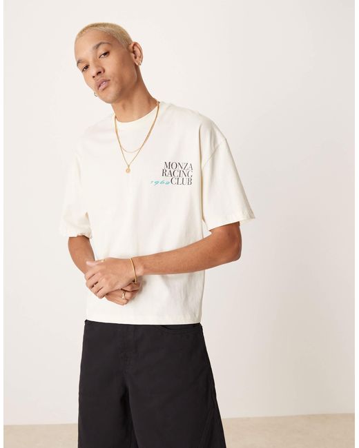 ASOS Boxy Oversized T-shirt With Front And Back Print in Blue for Men | Lyst